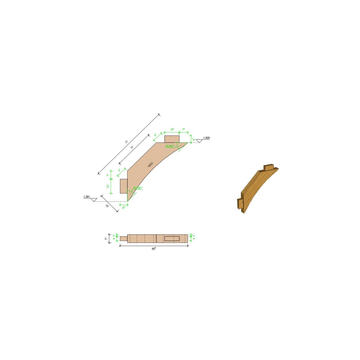 British Larch/Douglas Fir Curved Wind Brace | Softwood Timber Braces ...