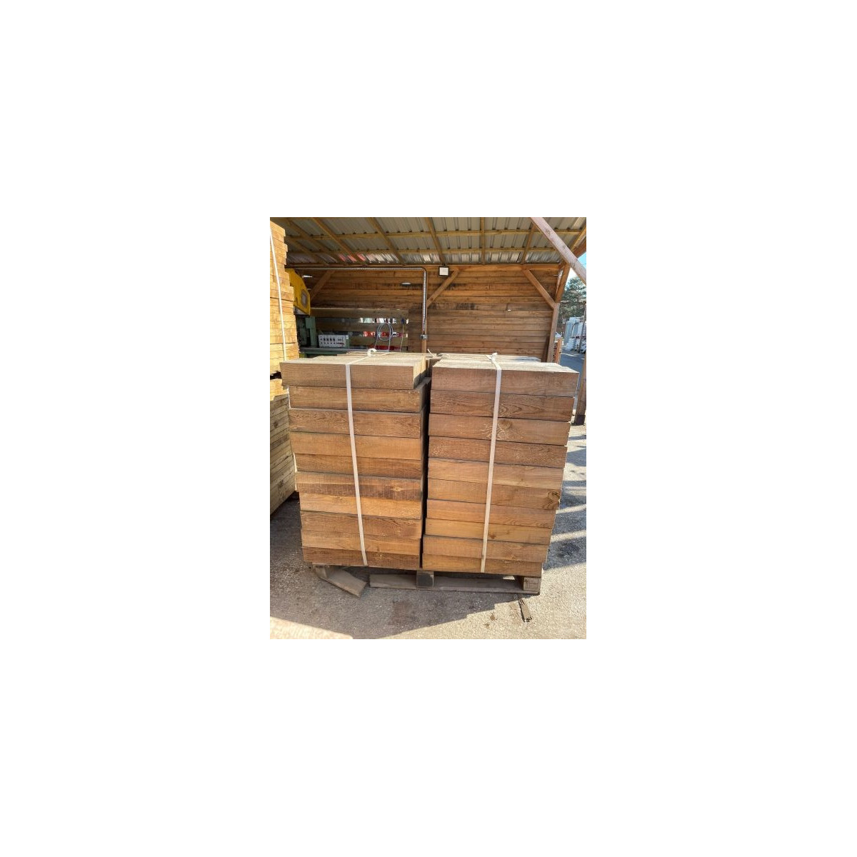 Pallet of 100 600x200x100 Brown Eco Treated Sleepers - UK Timber Ltd